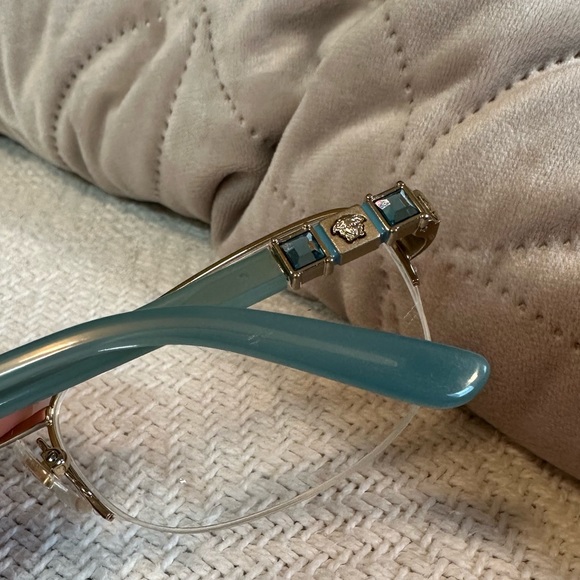 Versace | Accessories | Versace Light Blue Teal And Gold Rimless ...